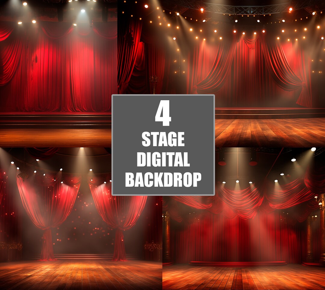 Red Stage Digital Backdrop, Stage Backdrop, Dance, Circus Stage ...