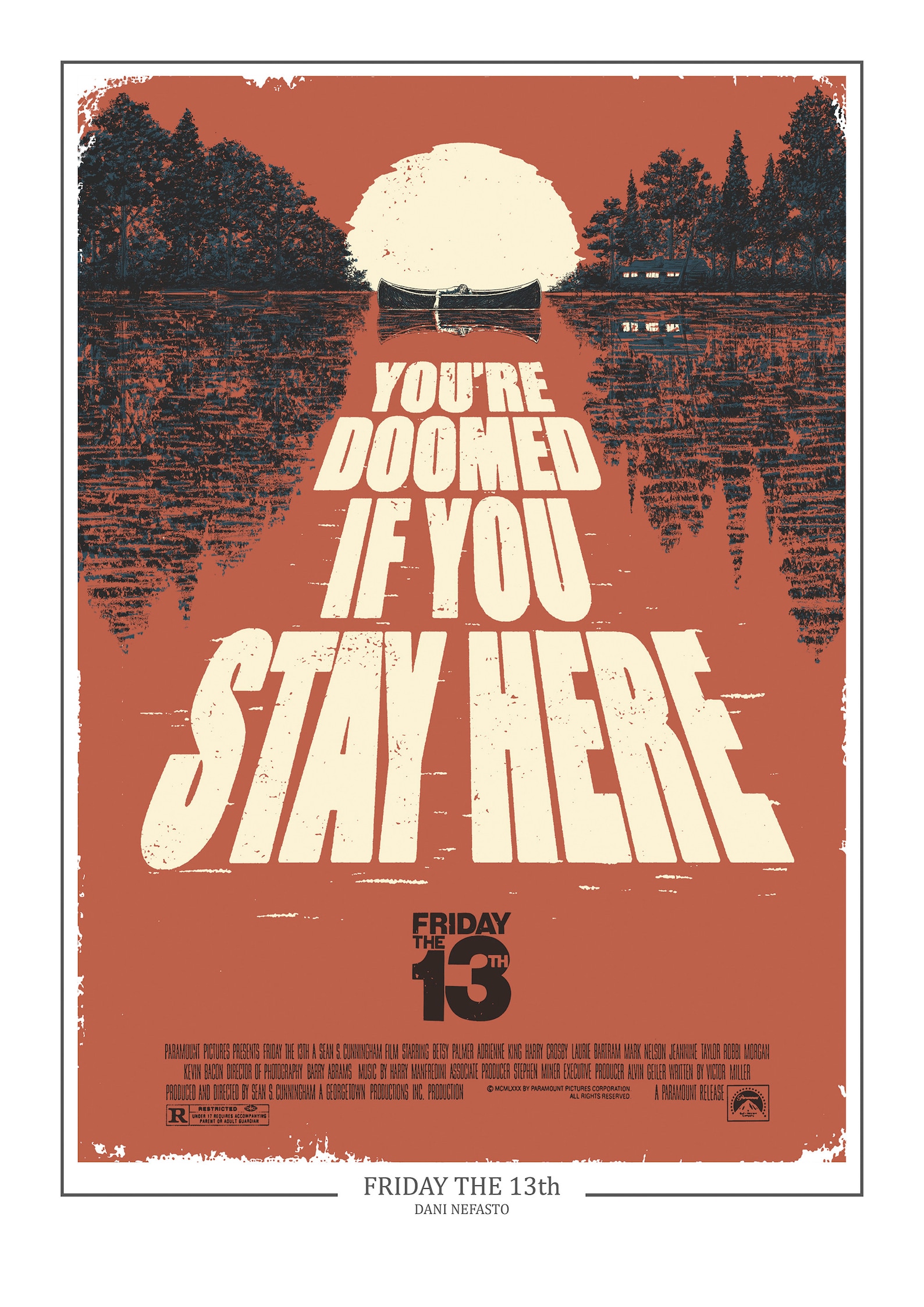 Poster Friday the 13th You're Doomed If You Stay Here - Etsy