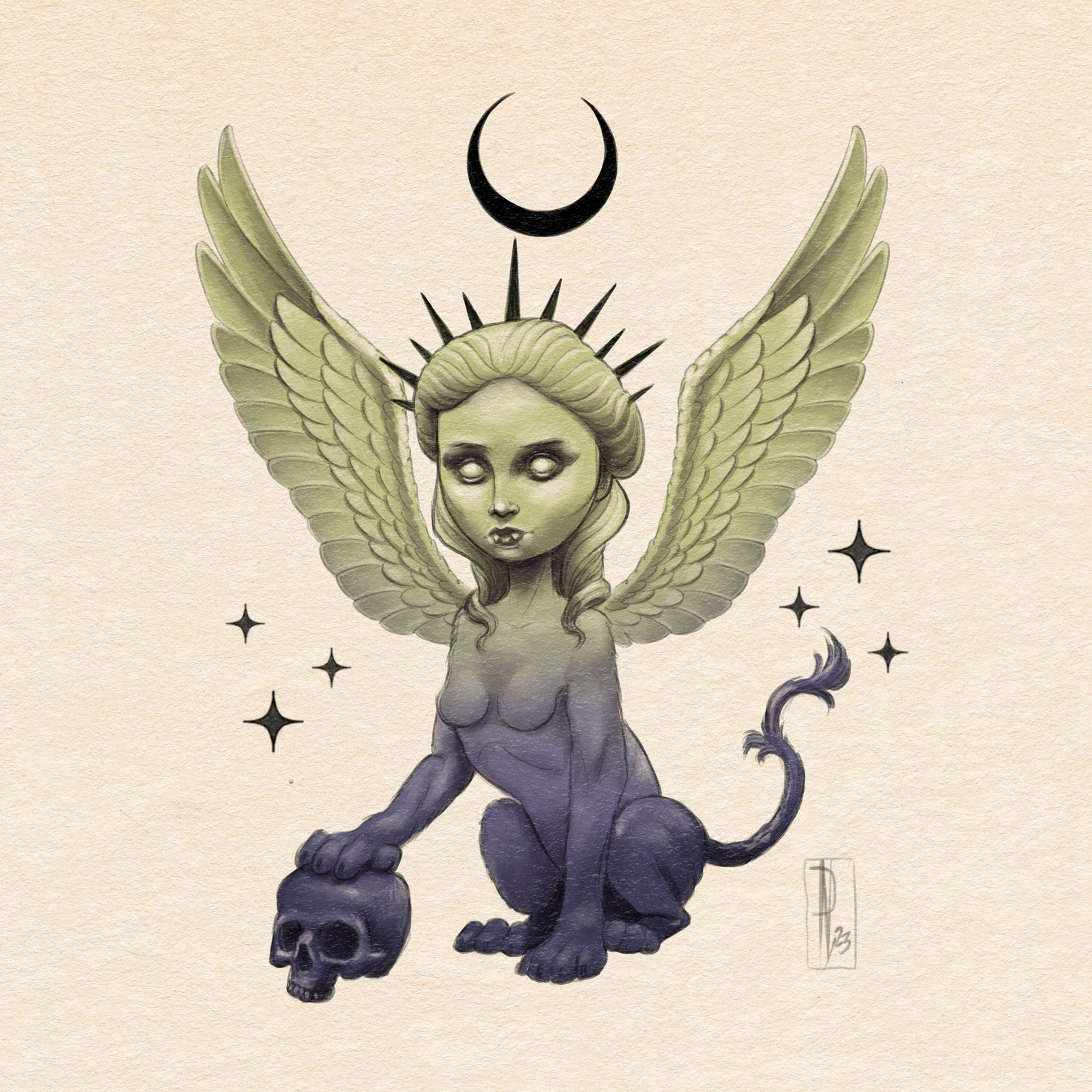 Art Print, Mythological Sphinx, Mini Poster, High Quality Digital ...