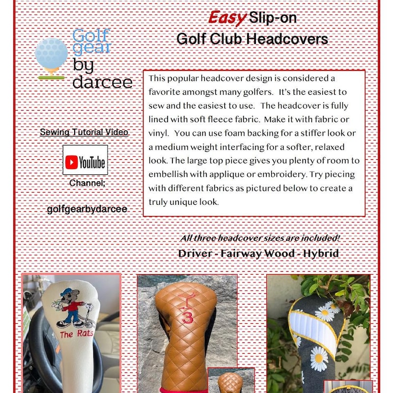 Golf Covers Sewing Patterns - Etsy