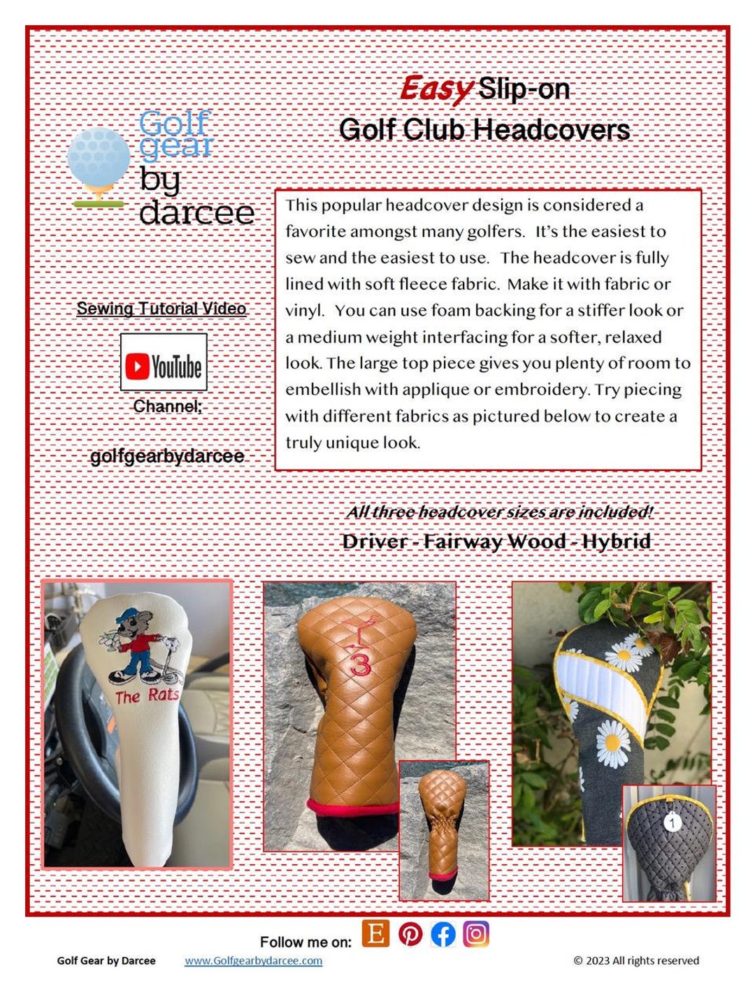 Easy Slip-on Headcover Sewing Pattern - Etsy