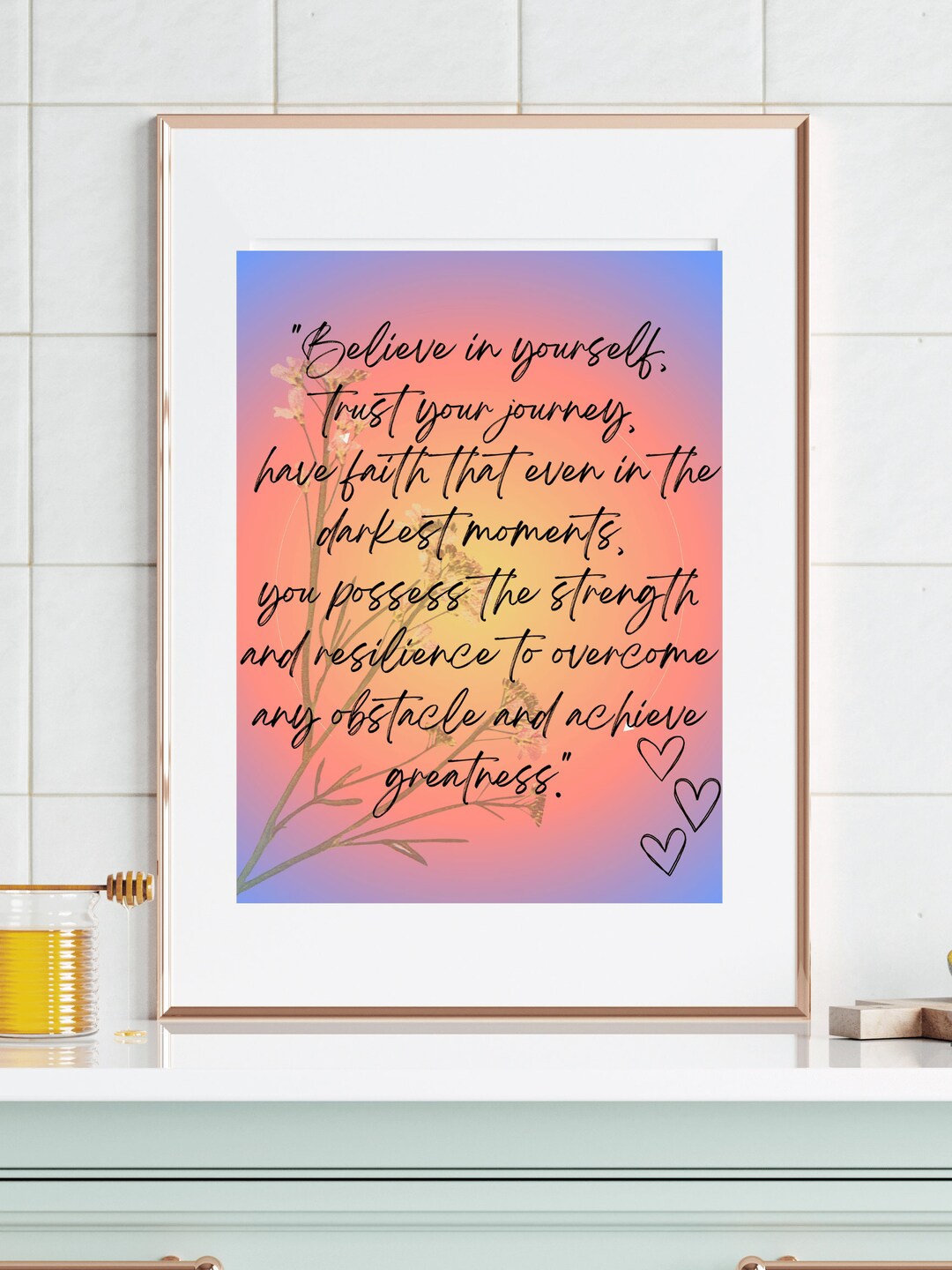Believe in Yourself Wall Art , Inspirational Quote, Positive ...