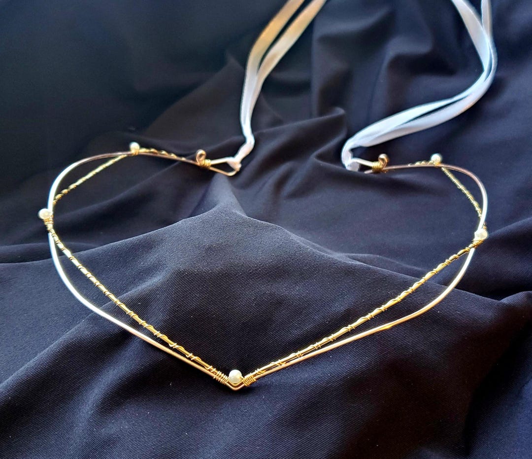 Gold Wedding Tiara With Pearls - Bridal Circlet Headpiece Handmade - Etsy