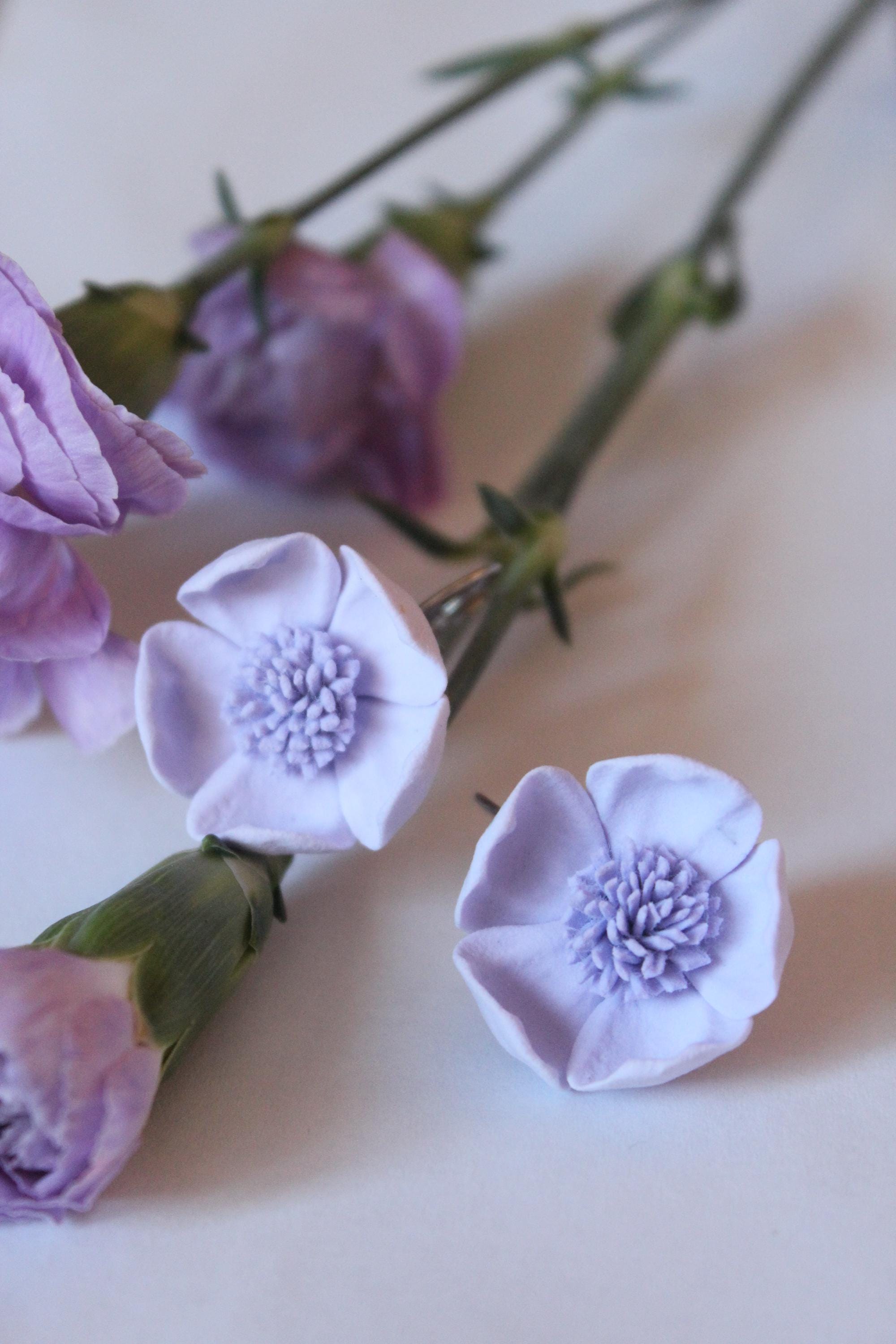 Handmade Lavender Flower Polymer Clay Earrings Delicate Floral Design ...