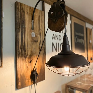 Rustic Farmhouse Pendant Lights Barn Pulley Sconce Lights, Reclaimed ...