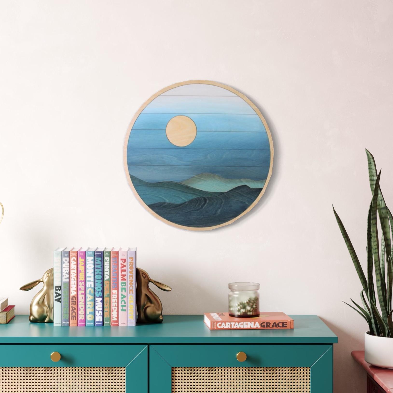 Circular Layered Wood Mountain Sunset Artwork, Cool Sunset Art, Over ...