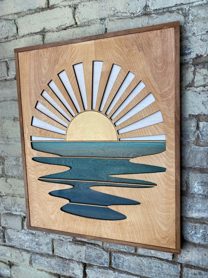 Sunset Boho Wood Wall Art Laser Cut Wall Art Sunset Framed - Etsy