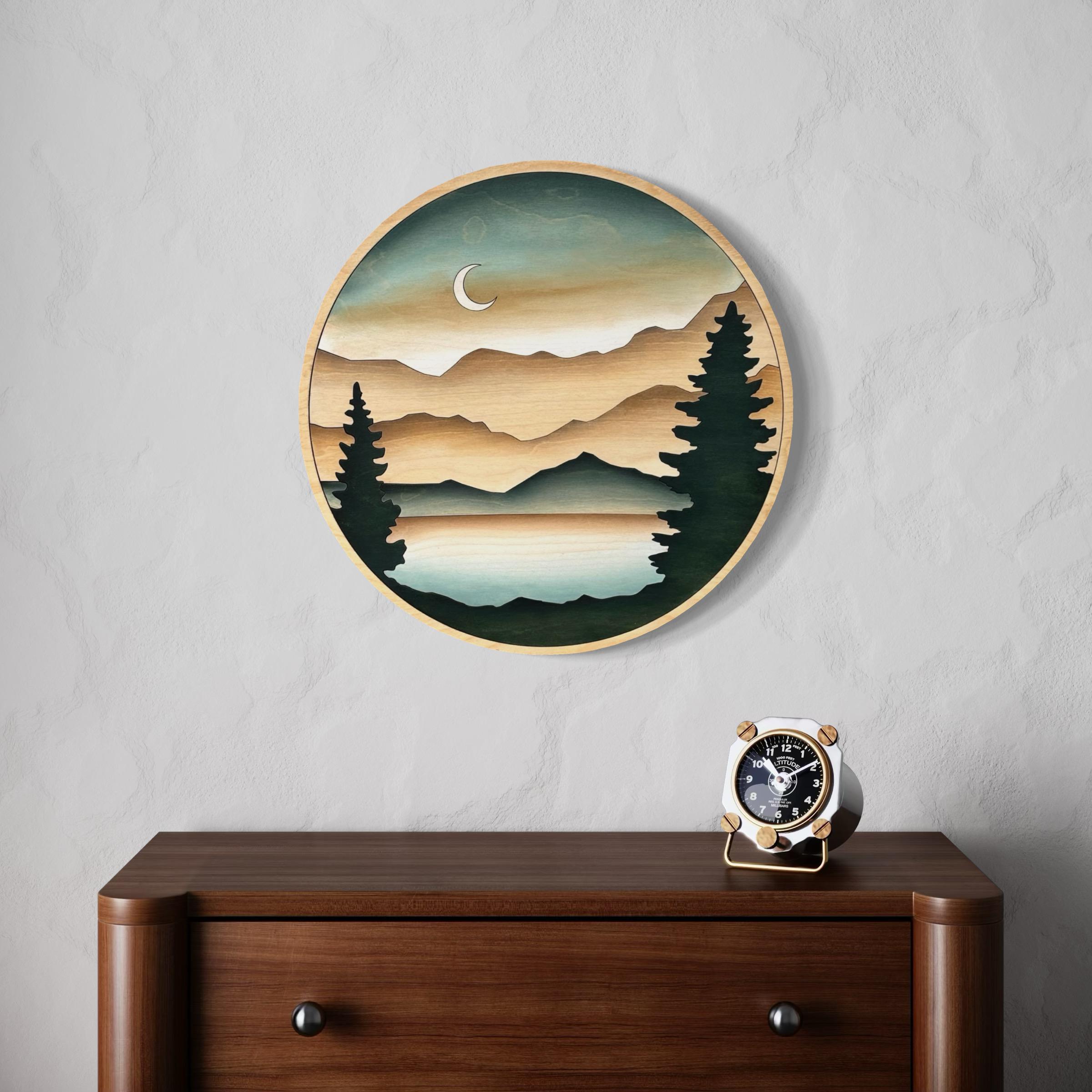 Layered Wood Mountain Sunset Art: Earth Tone Wilderness Landscape - Etsy