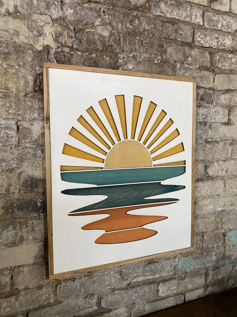 Sunset Sunrise Boho Wood Wall Art Laser Cut Wall Art - Etsy