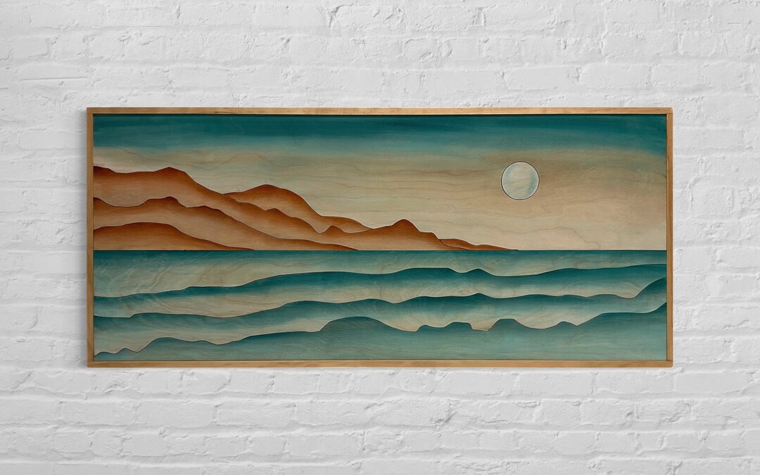 Boho Coastal Beach Landscape Wood Wall Art Ocean Boho - Etsy