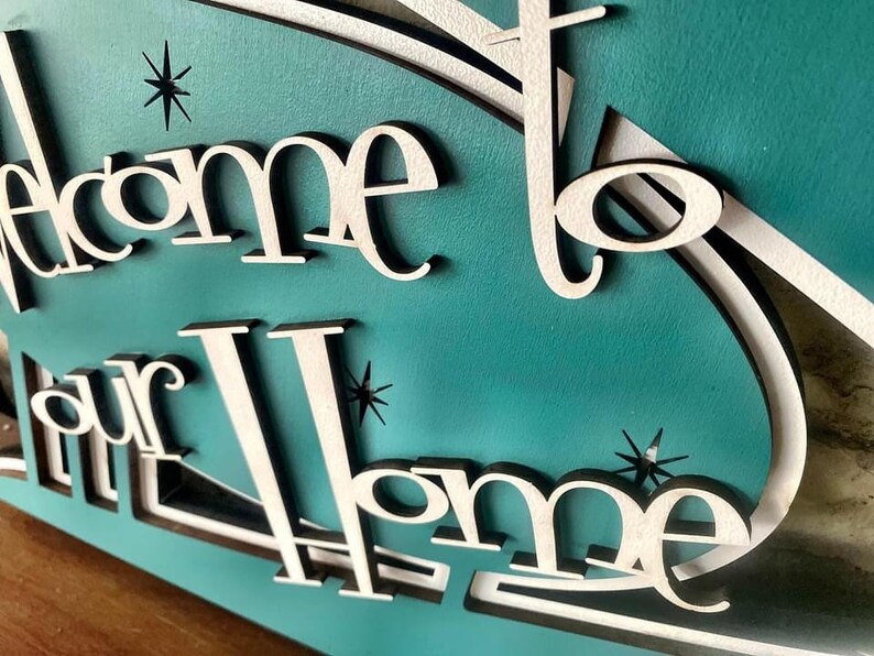 Mid Century Modern Welcome to Our Home Wood Wall Art 3D - Etsy