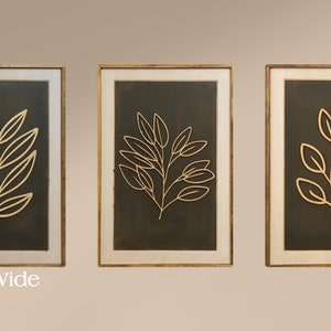 Wood Leaf Wall Art | Leaf Line Art Set of 3 | Botanical Wooden Wall ...