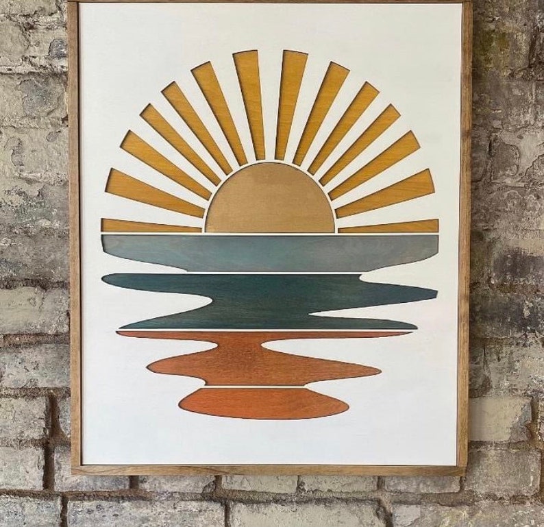 Sunset Sunrise Boho Wood Wall Art Laser Cut Wall Art - Etsy