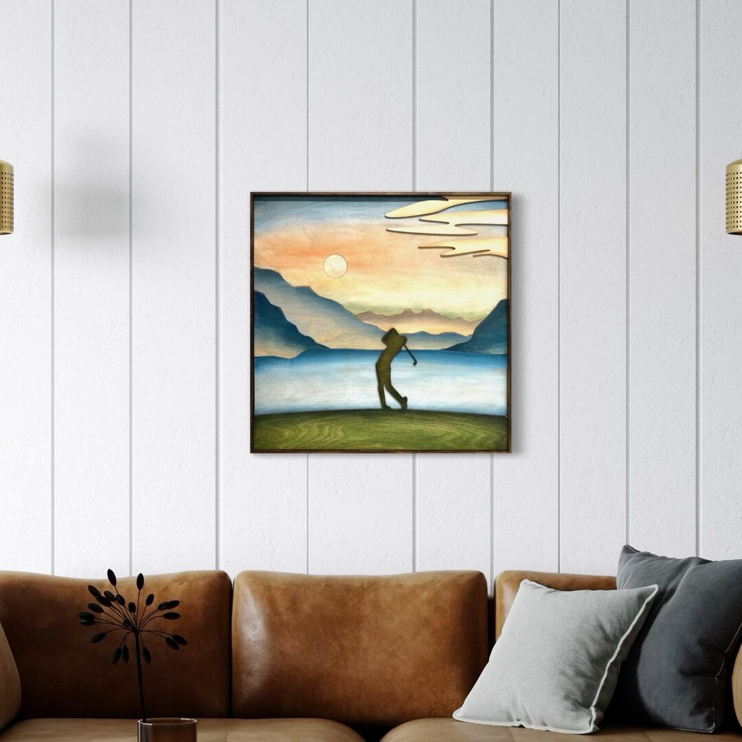 Layered Wood Golf Course Art, Fathers Day or Retirement Gift , Man Cave ...