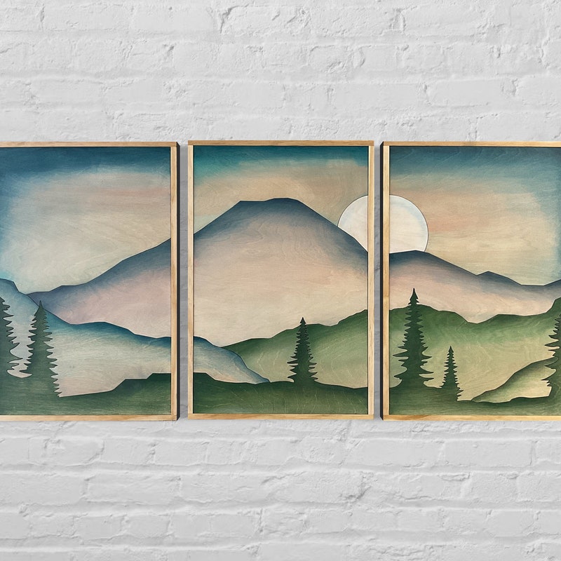 Boho Mountain Wall Art - Etsy