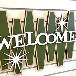 Mid Century Modern Welcome Wood Wall Art 3D Atomic Laser Cut - Etsy