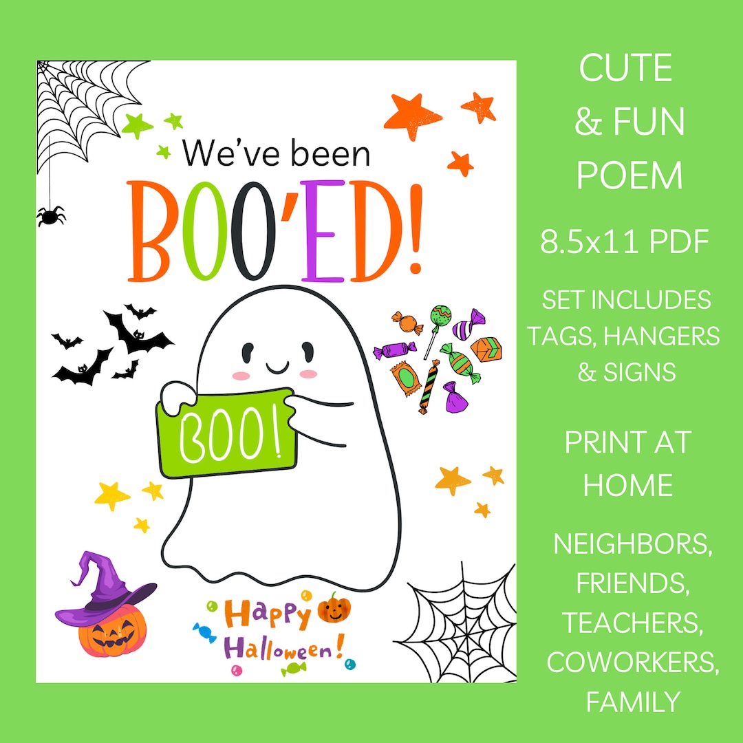 Youve Been Booed Teacher Printable Halloween Bundle Game Set Door ...
