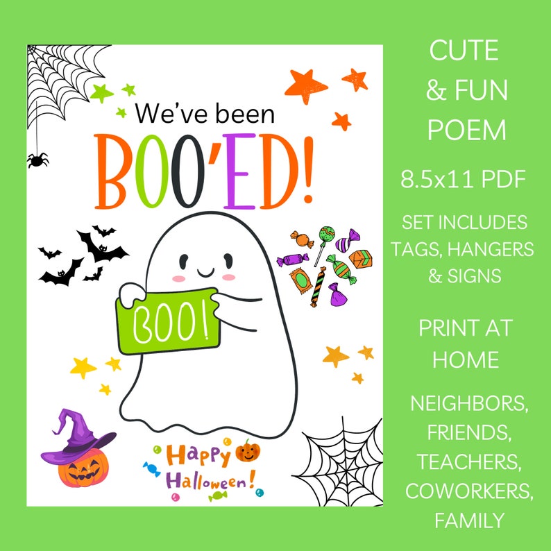You've Been Booed Teacher Halloween Set: Poem, Tags, Hangers (digital ...