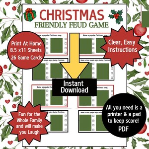 Christmas Friendly Feud Game, Printable Christmas Game, Holiday Trivia ...