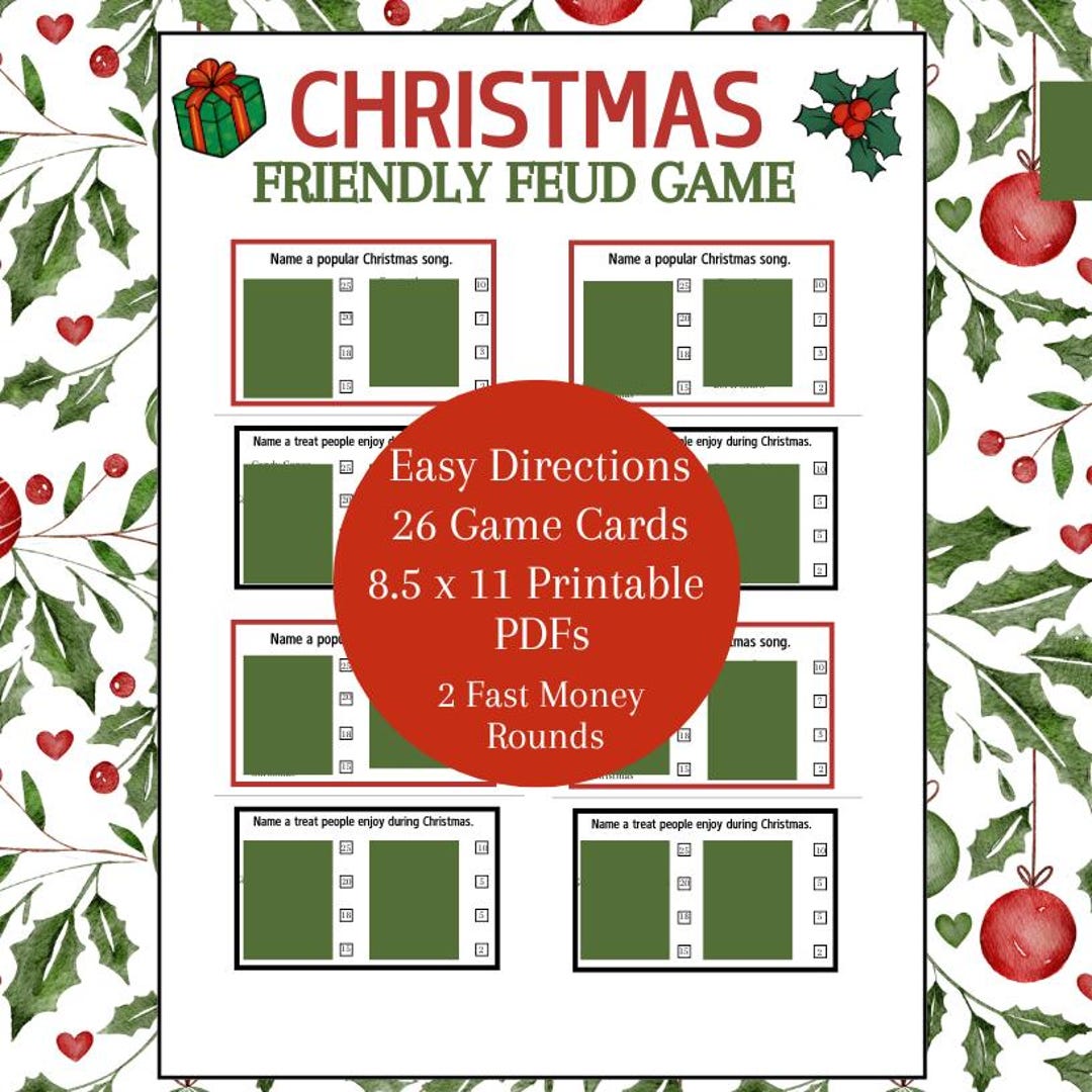 Christmas Friendly Feud Game, Printable Christmas Game, Holiday Trivia ...