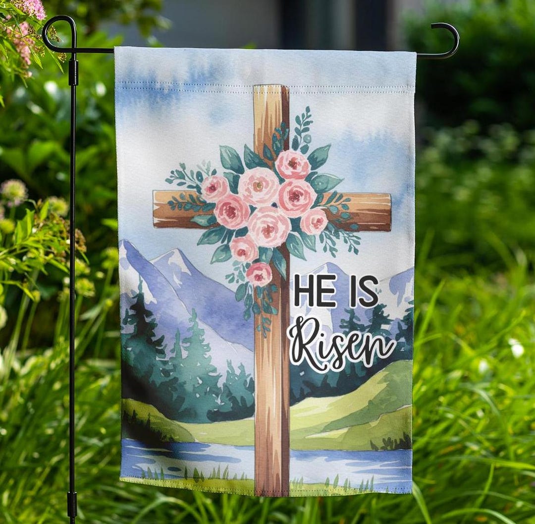 He is Risen Flag Garden| Outdoor Easter Decor Banner | Mailbox ...