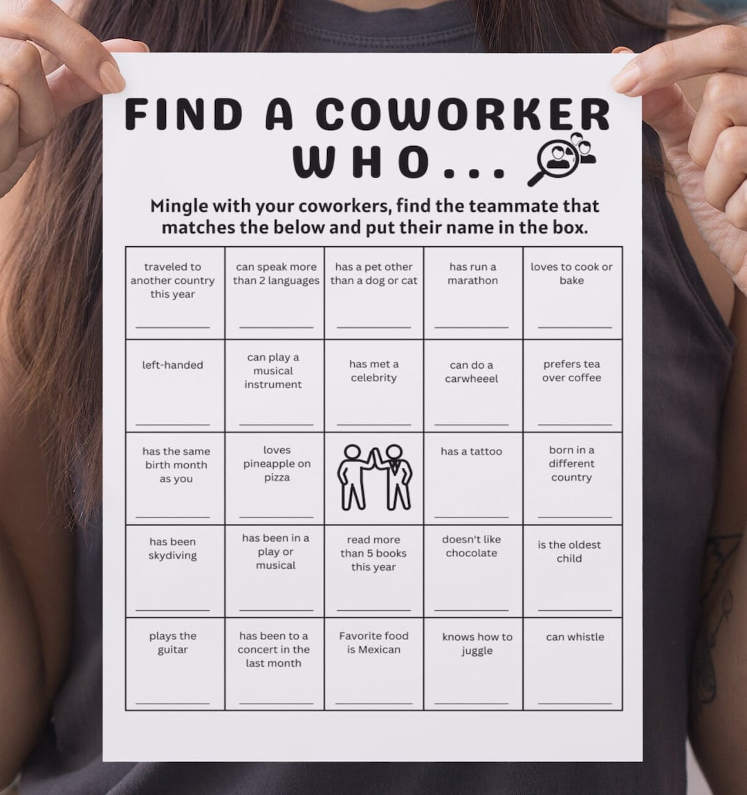 Coworker Bingo Icebreaker Game | Team Building Activity (printable) - Etsy