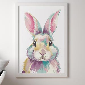 Bunny Brushstroke Poster - Cute Easter Bunny Rabbit Print for Animal ...