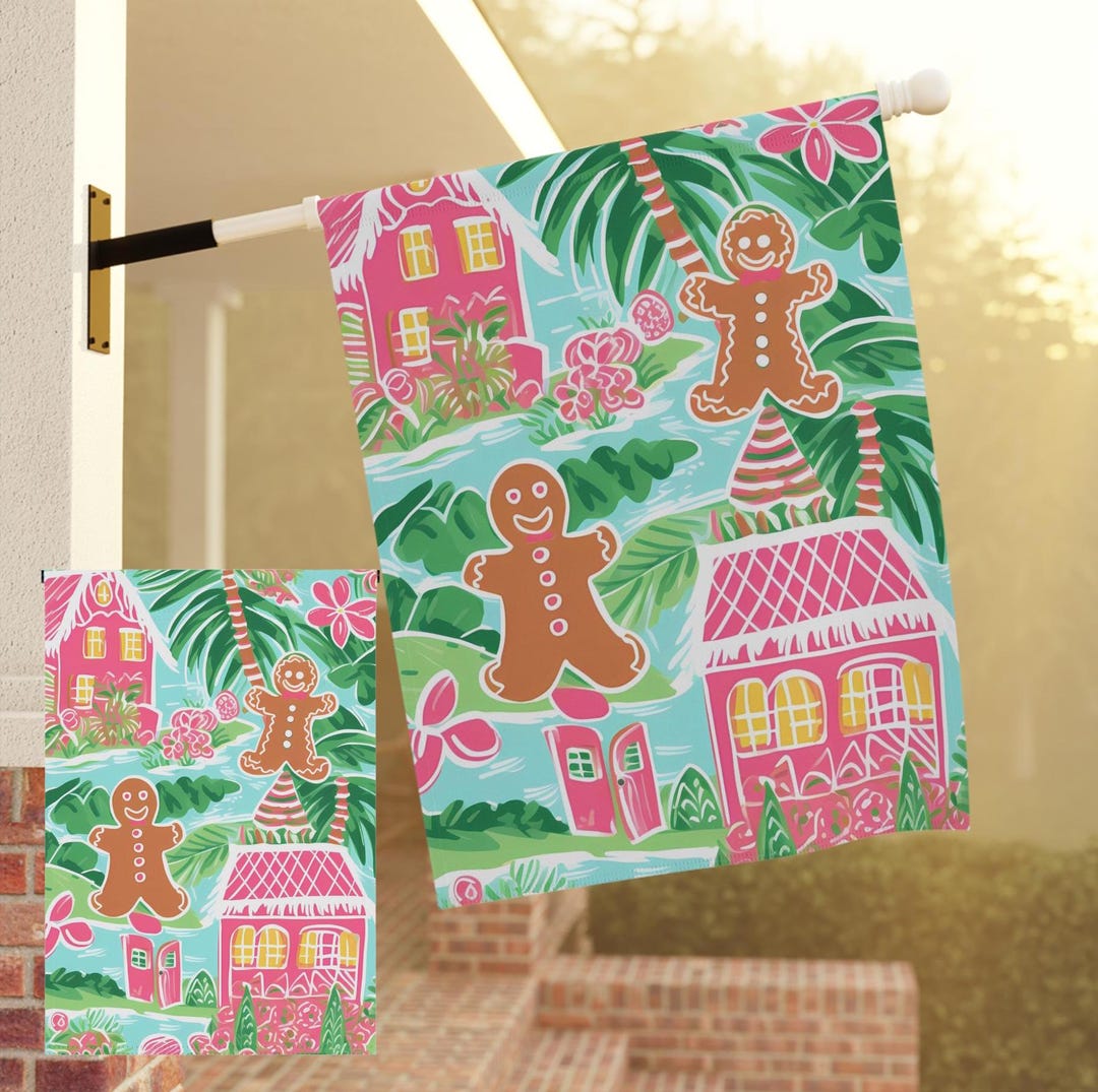 Gingerbread Flag Winter Preppy Porch Decor Garden Flag Snow Yard ...