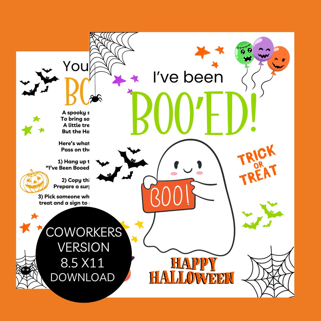 Printable Youve Been Booed Halloween Game Coworker Employee Fun ...