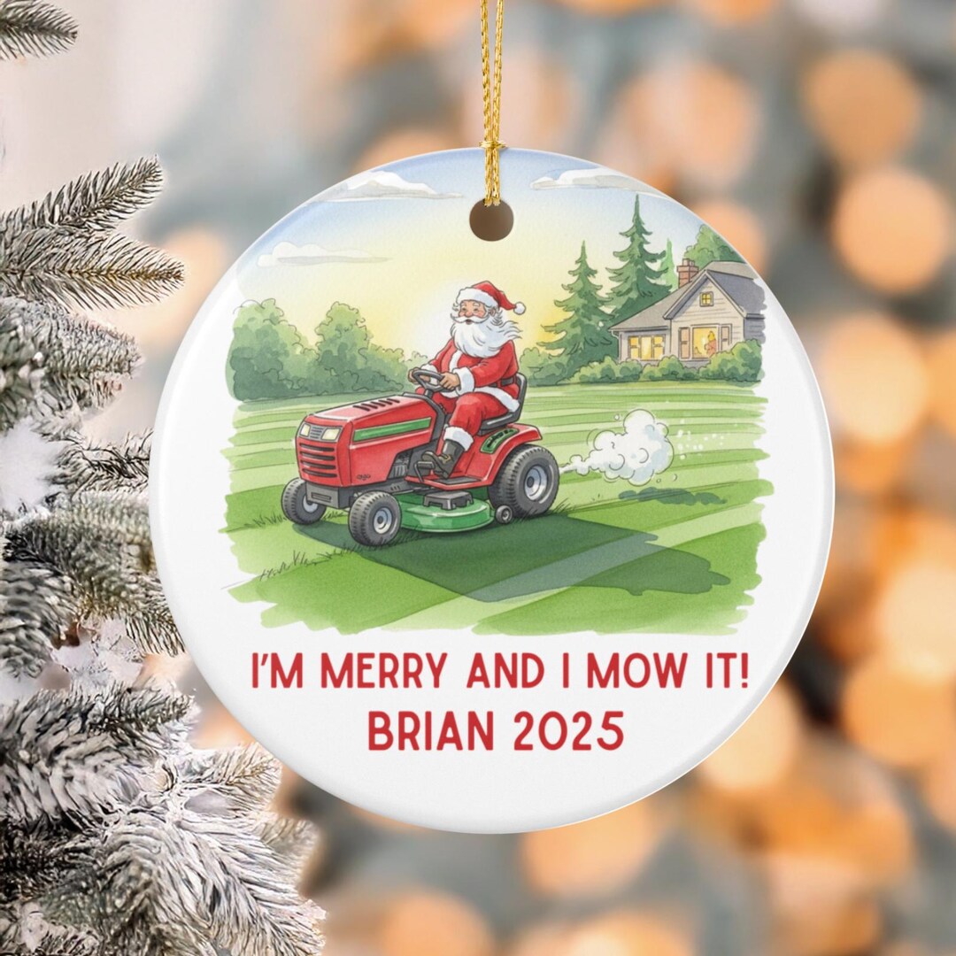 Lawn Mower Ornament, Personalized Santa Keepsake, Christmas Yard ...