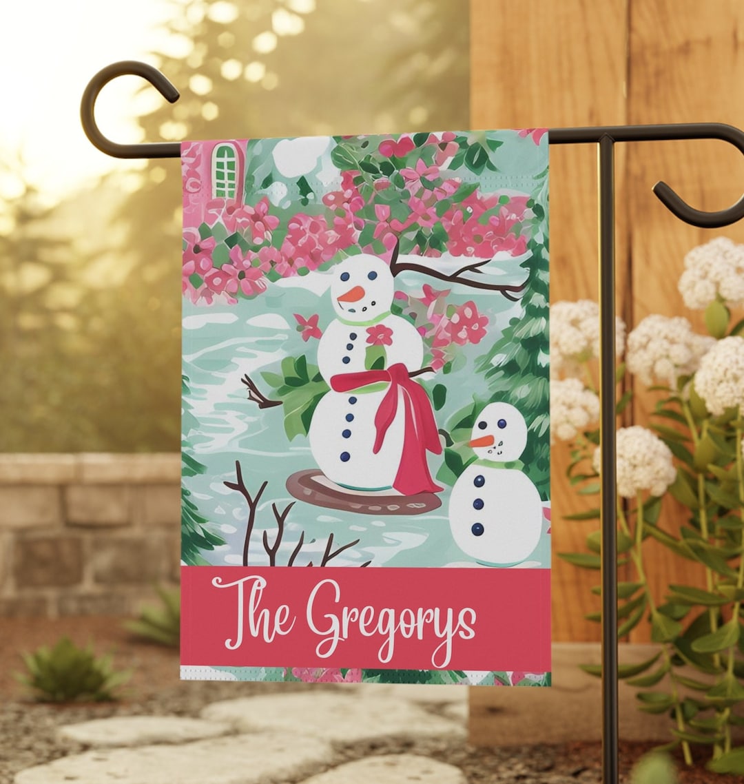 Snowman Garden Flag Custom Winter Flag Yard Art Preppy Snowman House ...