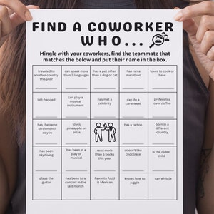 Coworker Bingo Icebreaker Game, Team Building Activity (printable) - Etsy