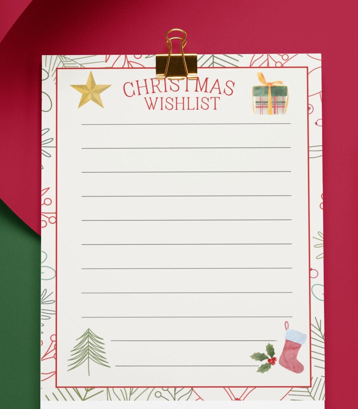Printable Christmas Wishlist, Gift List, Holiday Instant Download ...