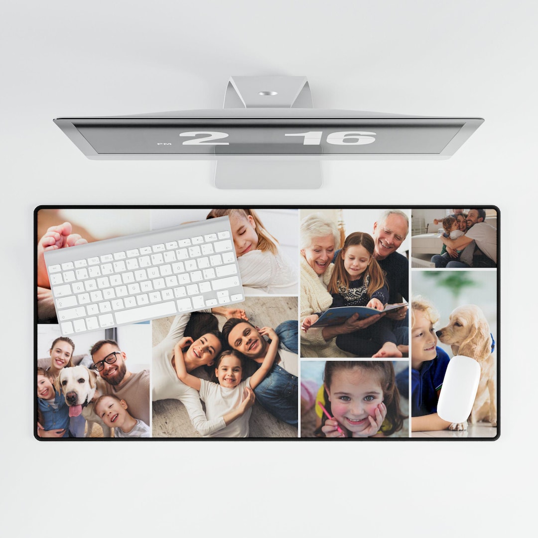 Custom Photo Mousepad Collage, Personalized Desk Mat, Desk Blotter ...