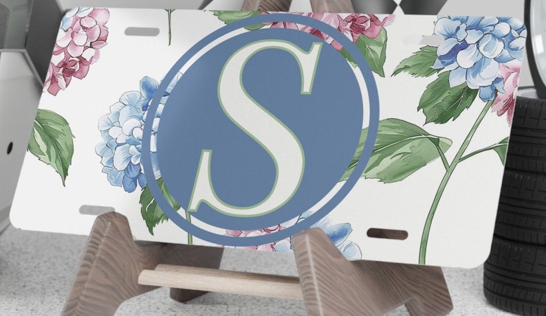 Hydrangea Floral License Plate, Personalized Car Monogram Vanity Sign ...