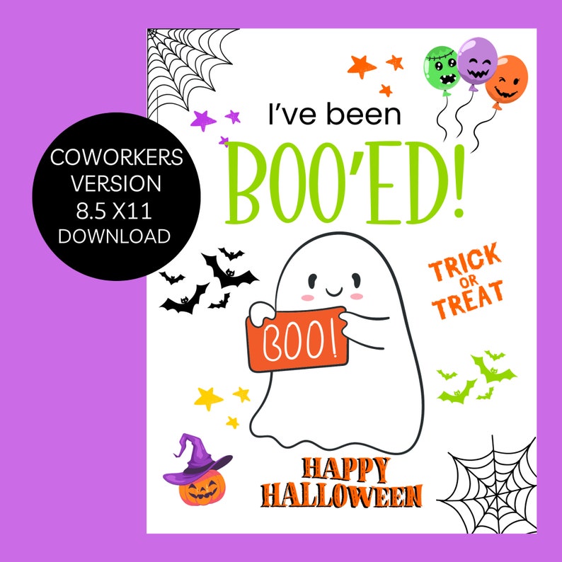 Printable Youve Been Booed Halloween Game Coworker Employee Fun ...