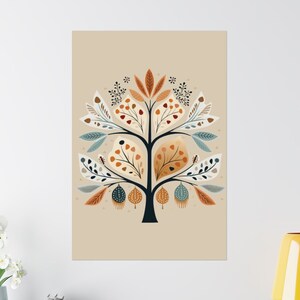 Boho Tree Wall Art Poster Scandinavian Folk Art Scandi Tree of Life ...