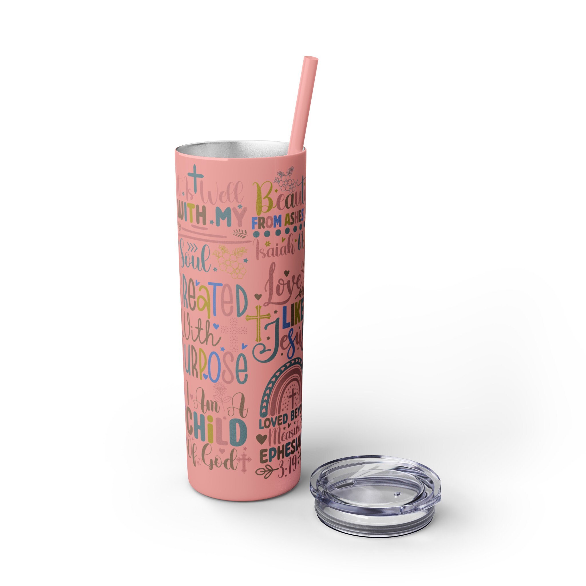 Faith Over Fear Christian Affirmation Iced Coffee Cup Tumbler Gifts ...