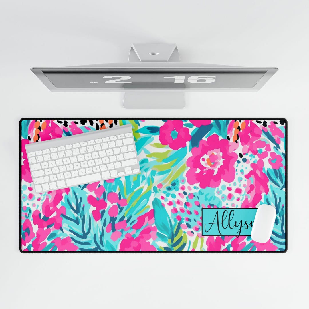 Personalized Desk Pad Bundle, Preppy Mouse Pad and Coaster Set, Custom ...