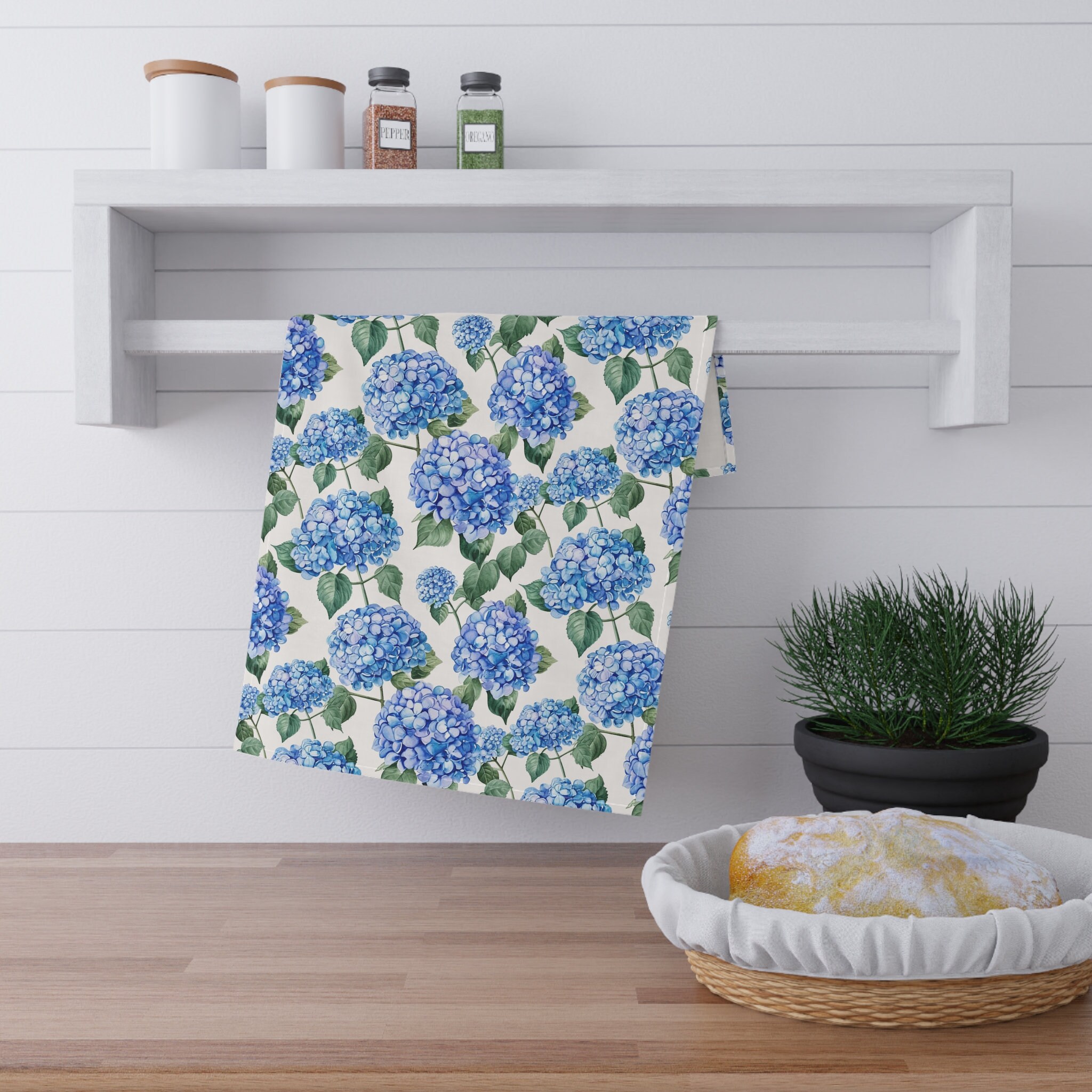 Hydrangea Fabric Kitchen Towel Print Hydrangea Gift Summer Decor Spring ...