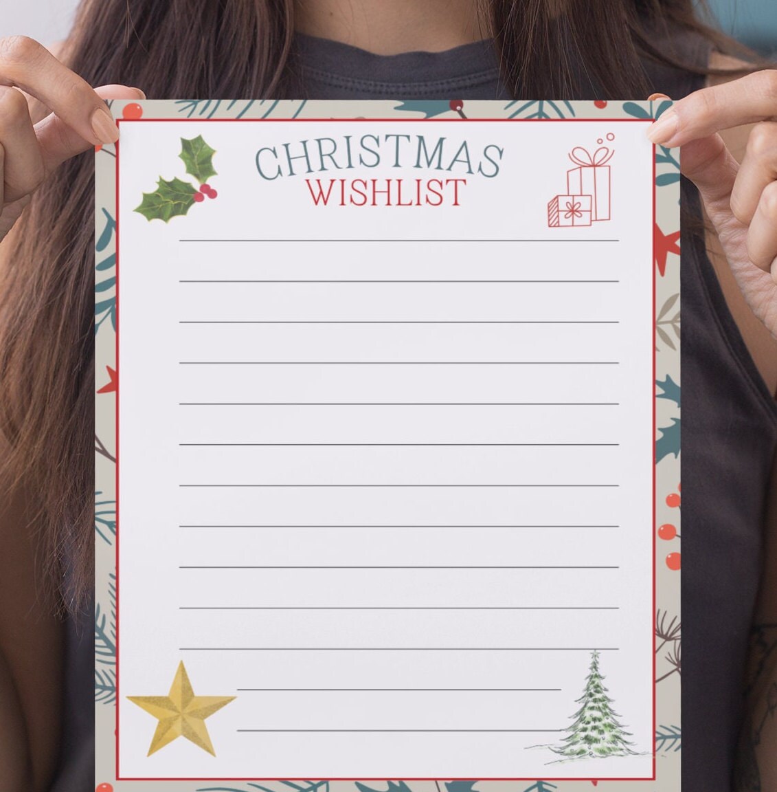 Printable Christmas Wishlist, Gift List, Holiday Instant Download ...