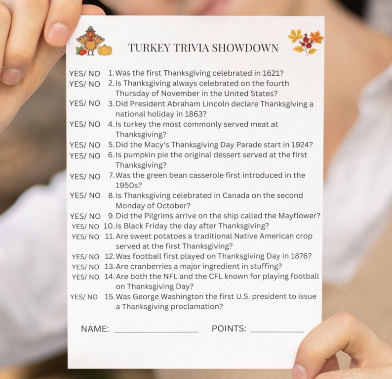 Thanksgiving Trivia Game | Family Dinner, Friendsgiving (printable PDF ...