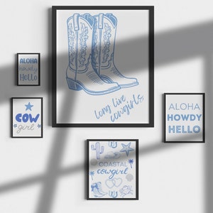 Coastal Cowgirl Wall Art Set Dorm Essentials College Decor Boot Print ...