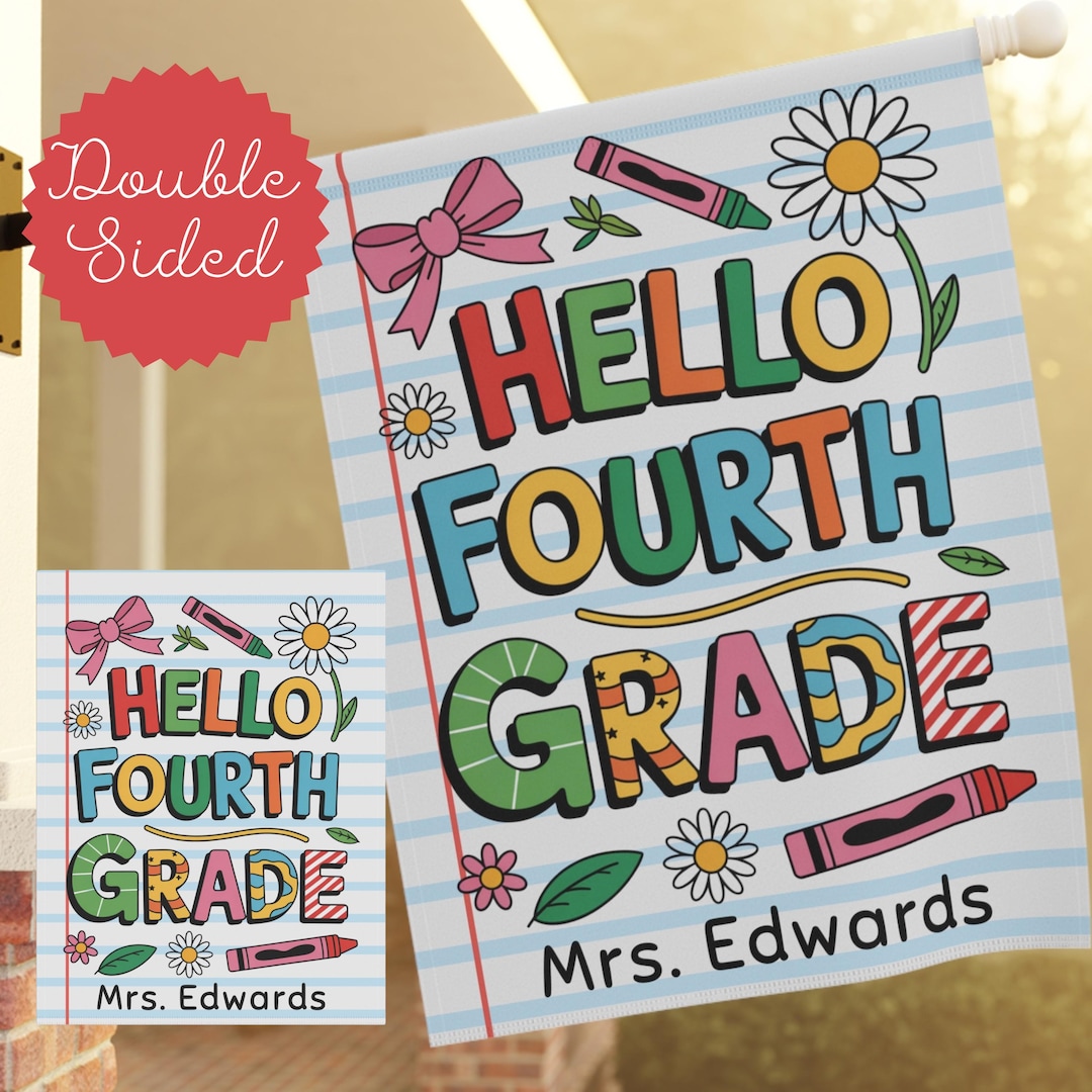 Fourth Grade Banner Teacher Personalized Garden & House Flag - Etsy