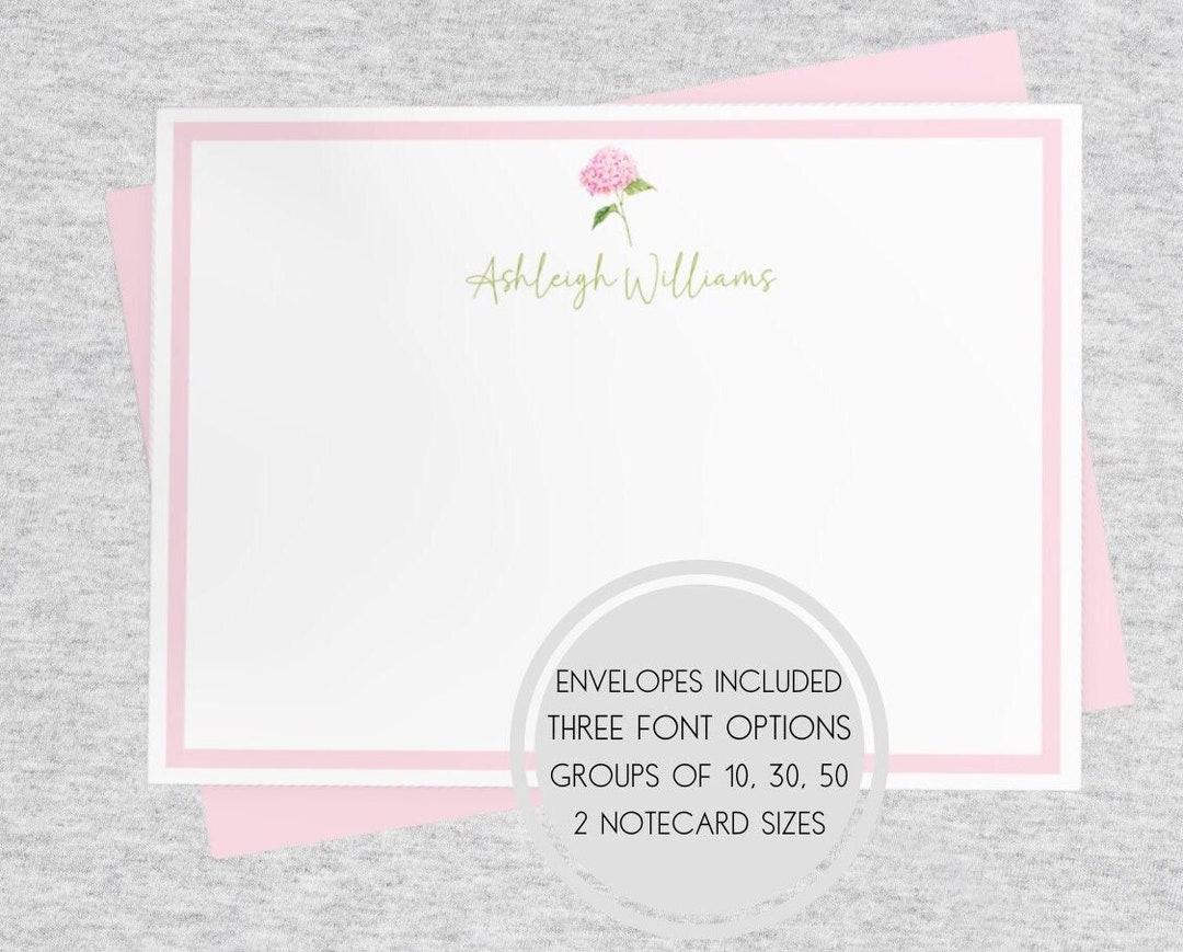 Pastel Pink Stationery Set, Custom Thank You Cards, Personalized Floral ...