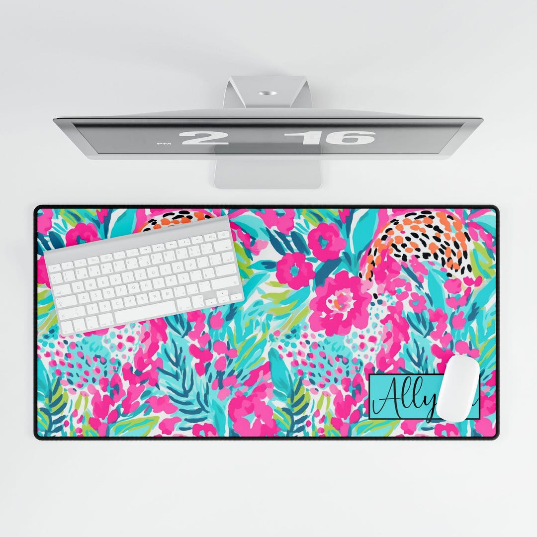 Personalized Floral Desk Pad, Custom Monogram Office Decor - Etsy