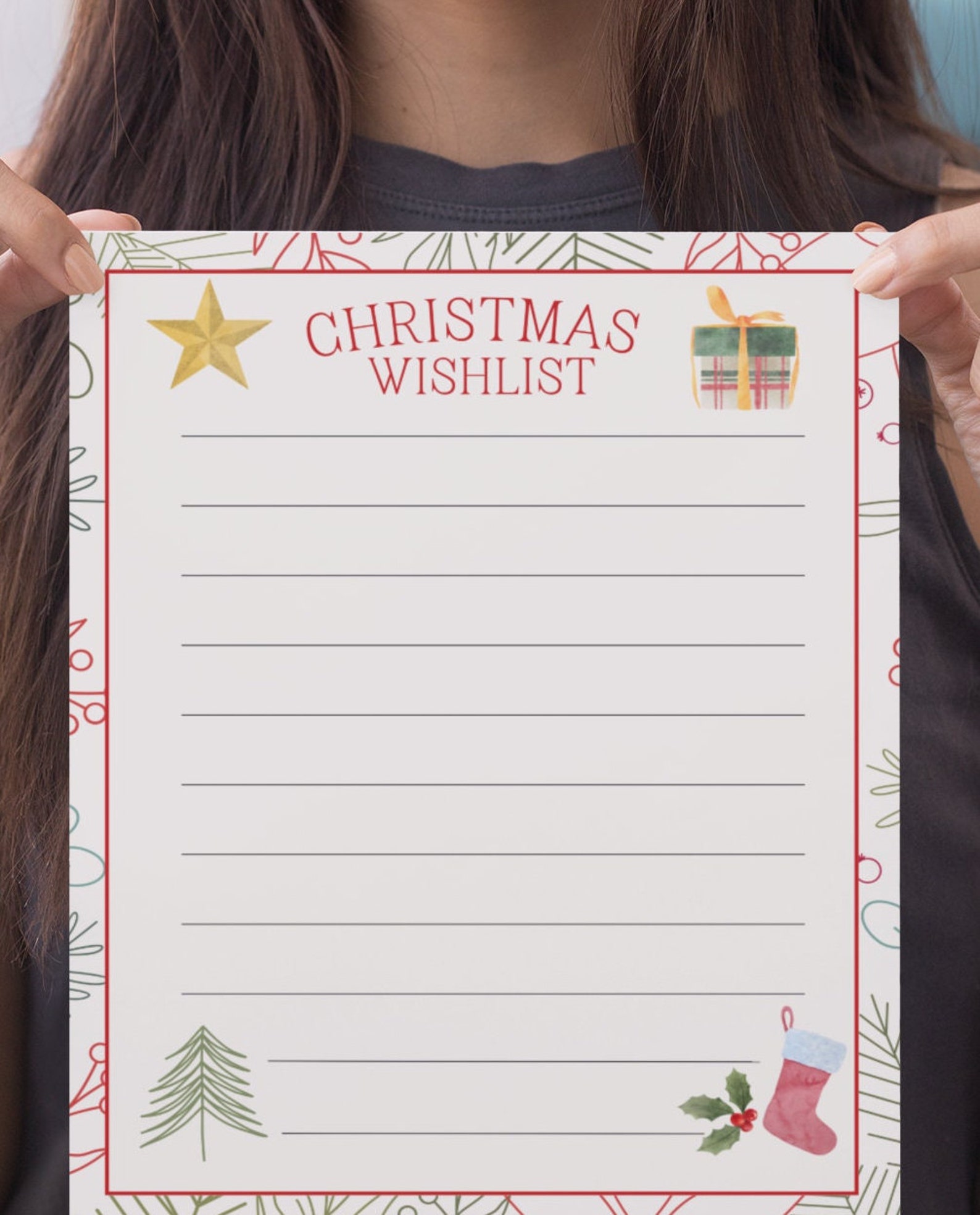 Printable Christmas Wishlist, Gift List, Holiday Instant Download ...