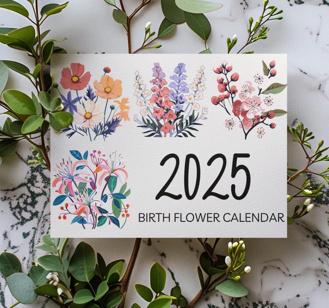 2025 Calendar Wall Calendars, 2025 Yearly Birth Flower Monthly Hanging ...