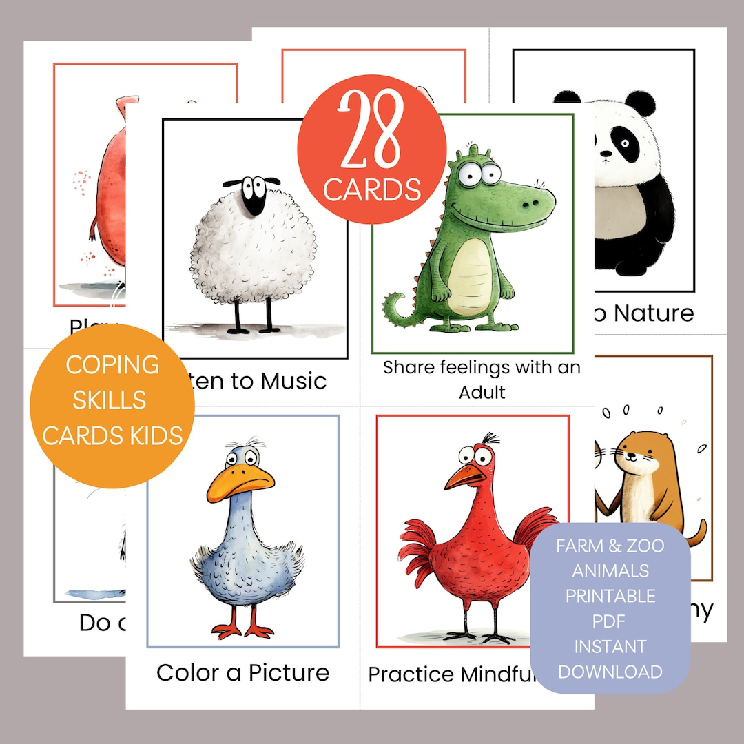 Coping Skills Kids Flashcards Child Mindfulness Cards Calm Corner ...