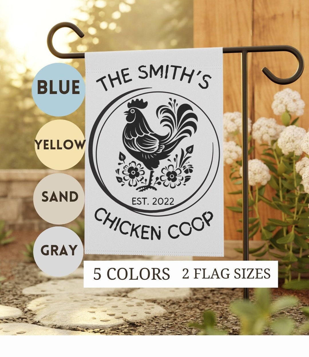 Chicken Coop Sign Custom Last Name Sign Yard Flag Personalised Farm Sign Chicken Coop Flag ...